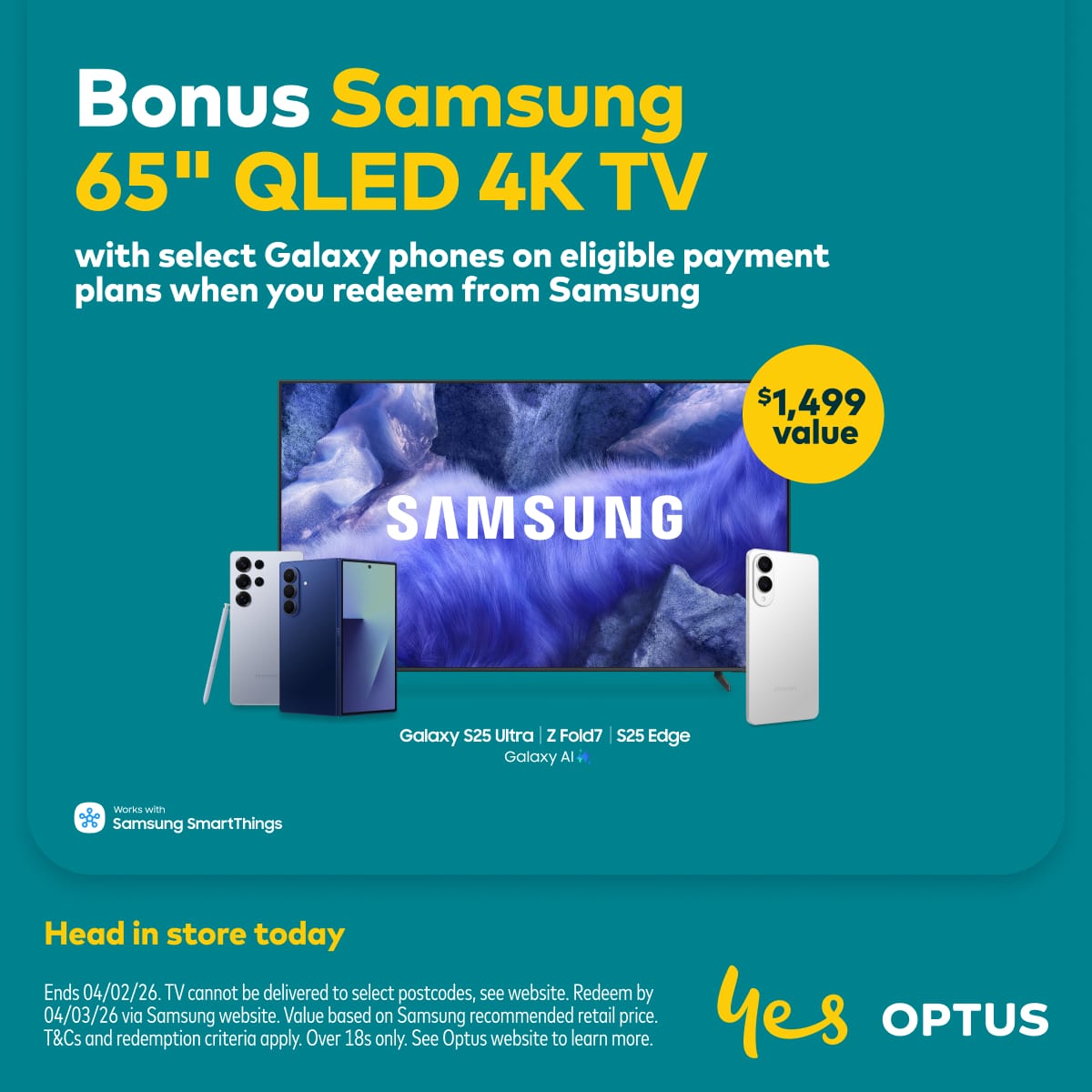 Optus: Bonus Samsung 65" QLED 4K TV